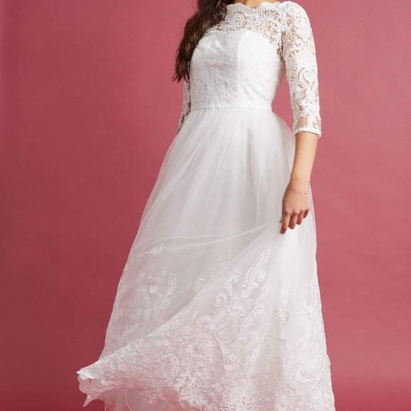 Modcloth | Dresses | Nwt Modcloth White Lace Maxi Gown Super Rare ...